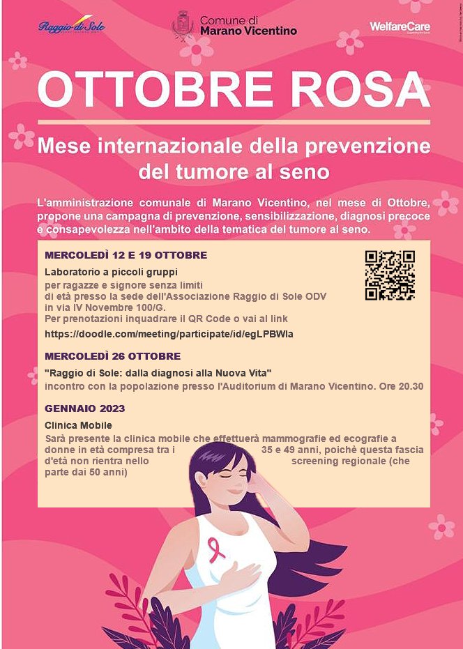 Marano. “Ottobre rosa”: iniziative per la prevenzione del tumore al seno - AltoVicentinOnline