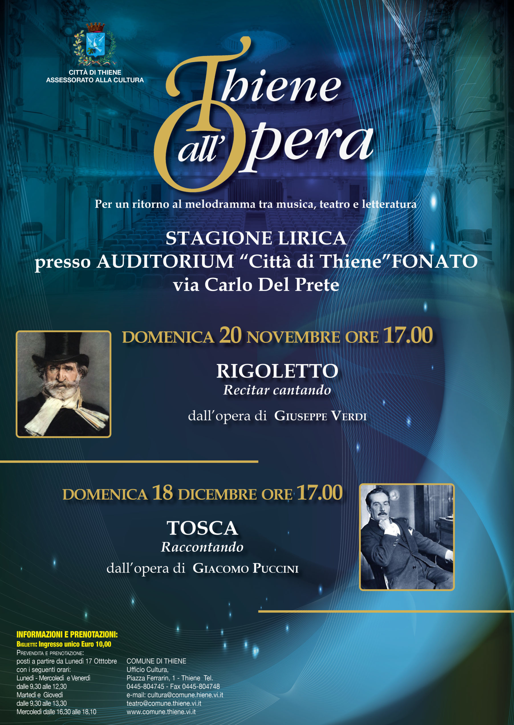Torna Thiene all’Opera all’Auditorium con Rigoletto e Tosca - AltoVicentinOnline