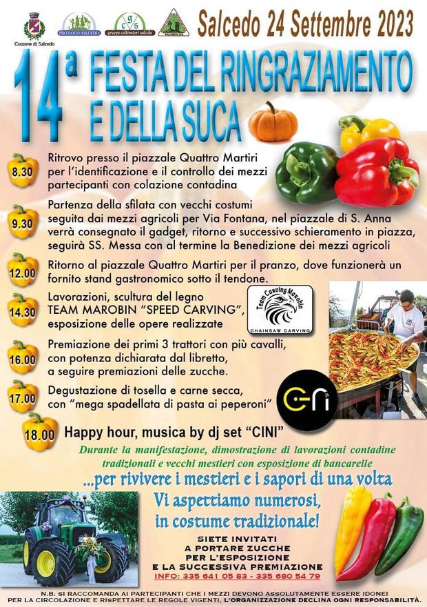 Salcedo. Il programma della Festa del Ringraziamento e della Suca ...