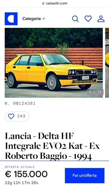 Roberto Baggio: all’asta la speciale Lancia Delta HF Integrale del ...